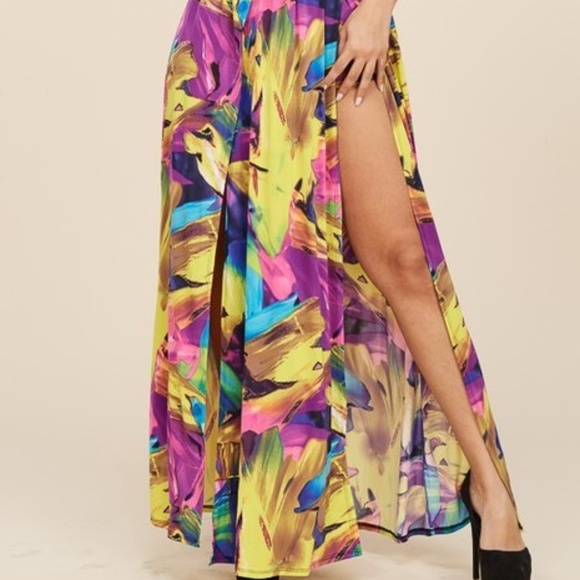 Dresses | Gorgeous Multicolor Front Slit Shorts Maxi Dress | Poshmark